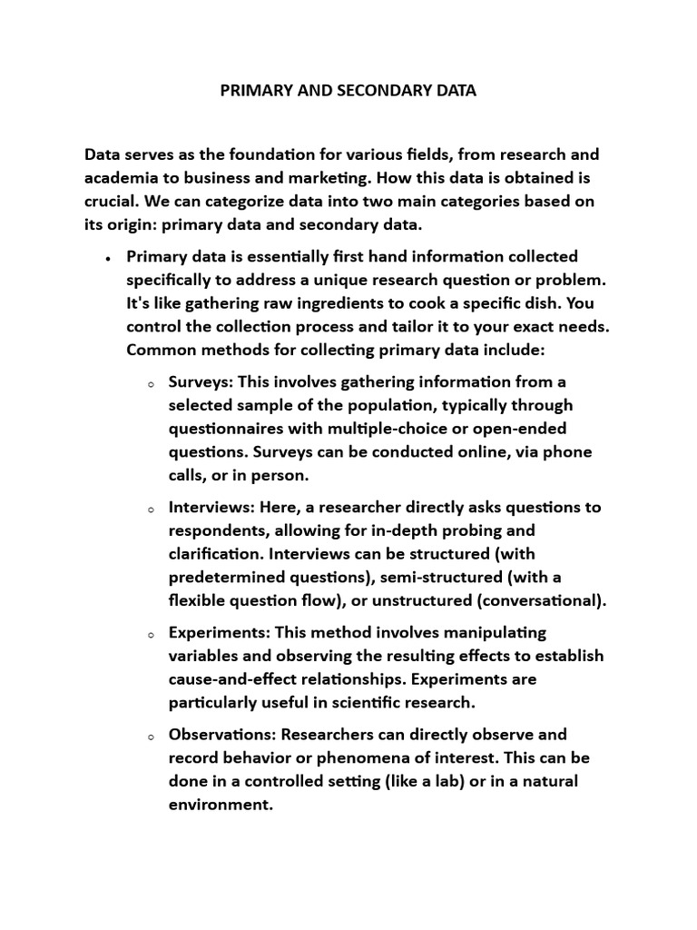PRIMARY AND SECONDARY DATA RESEARCH METHADOLOGY | PDF | Survey ...