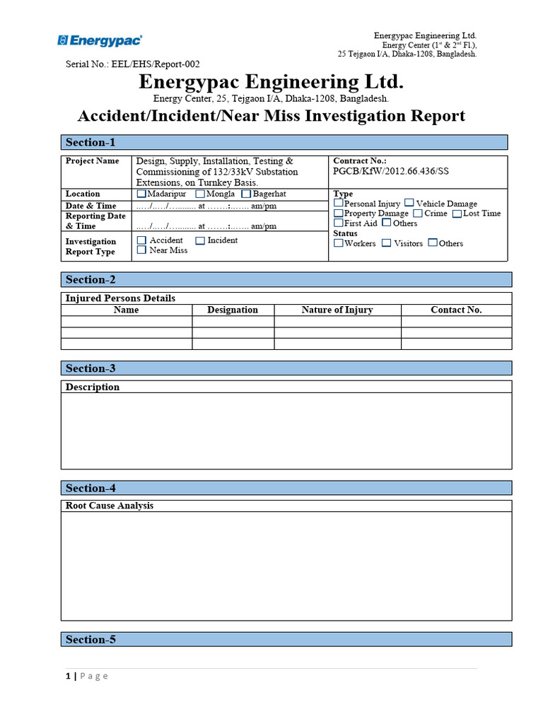Report-002 - Accident-Incident-Near Miss Report | PDF | Personal ...