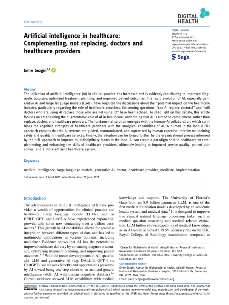 AI's Role in Enhancing Healthcare Providers | PDF | Artificial ...