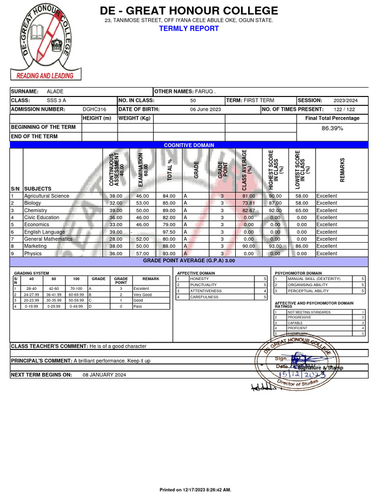 Report Sheet | PDF | Cognition