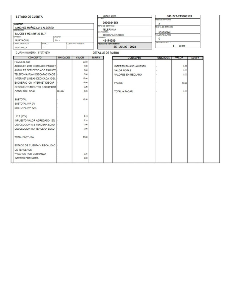 Planilla de Cnt..julio | PDF