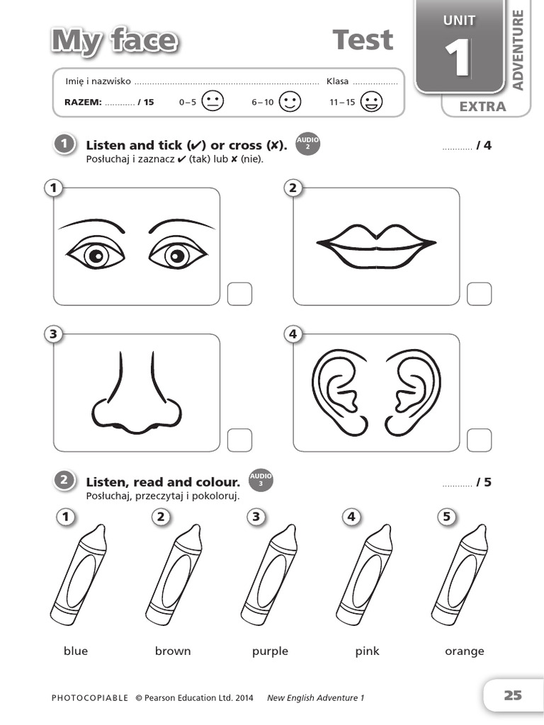 My Face Test Extra ADV Unit 1 | PDF