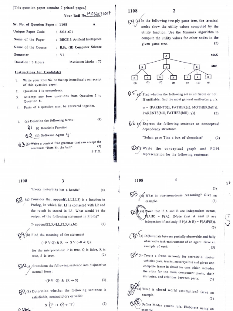 Artificial Intelligenec All PYQP | PDF | Axiom | Applied Mathematics