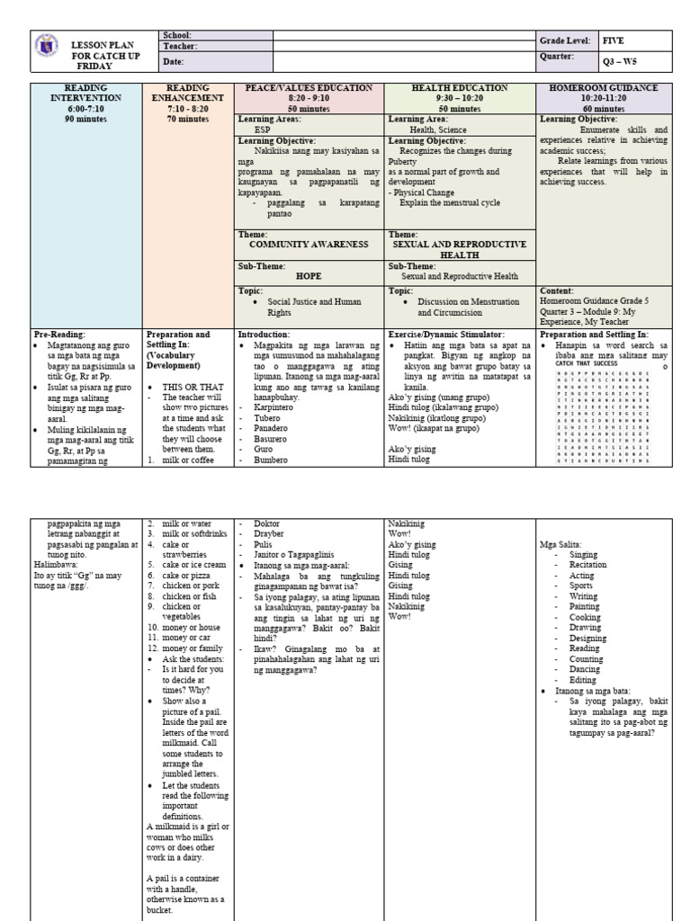 Q3 Grade 5 Catch Up Fridays Week 5 | PDF