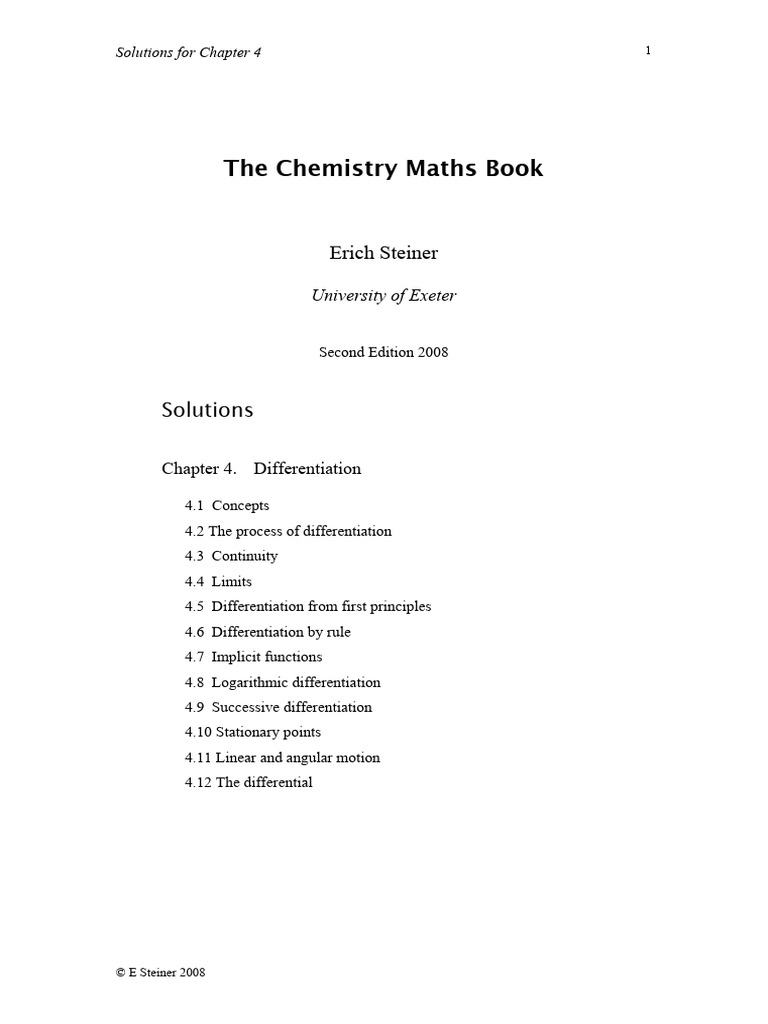 ch04 solutions manual chemistry math books | PDF | Mathematical Physics | Differential Calculus