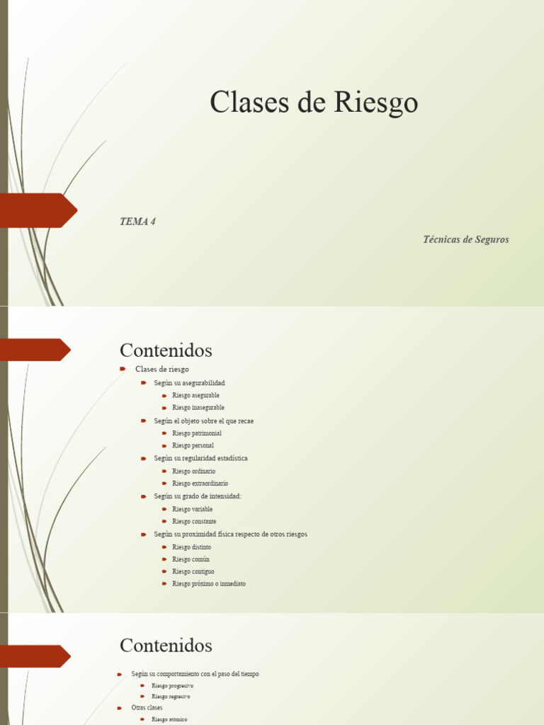 Clases de Riesgos Tema 4 (2) | PDF | Seguro | Póliza de seguros