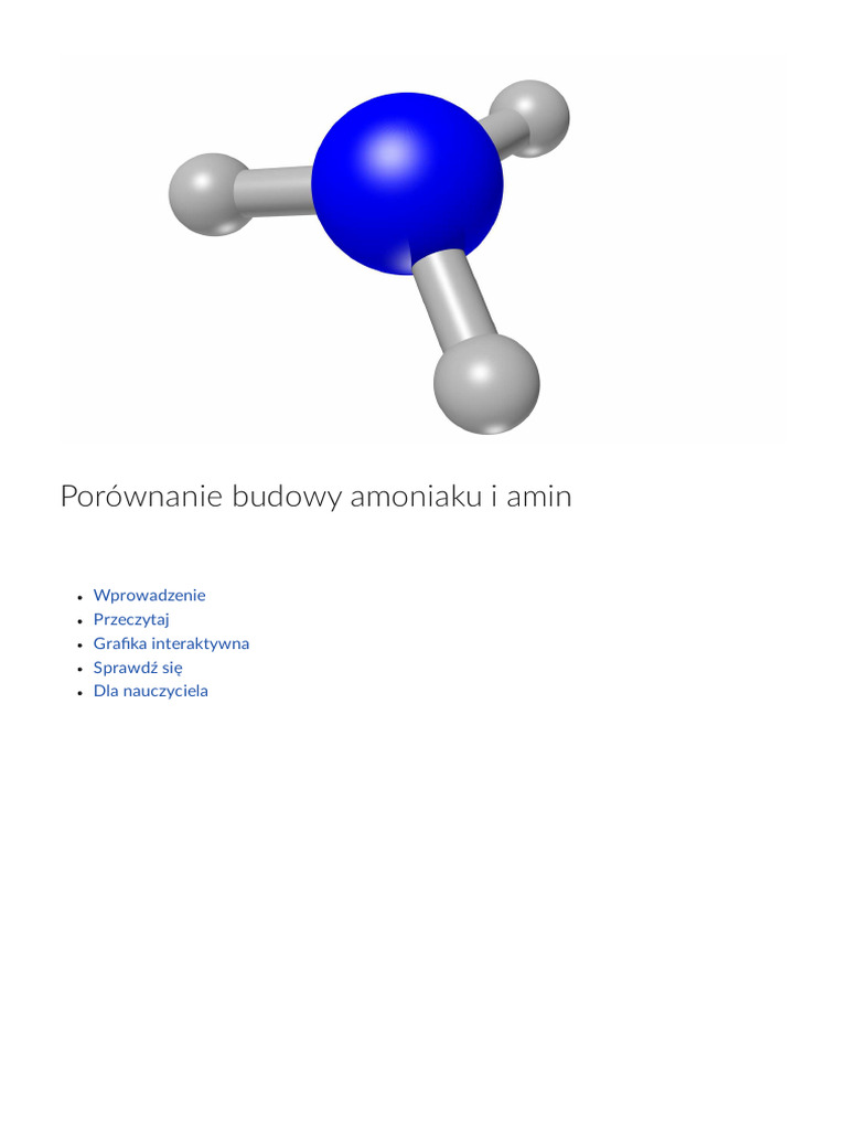 Porownanie Budowy Amoniaku I Amin | PDF