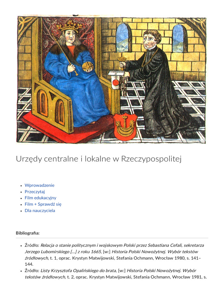 Urzedy Centralne I Lokalne W Rzeczypospolitej | PDF