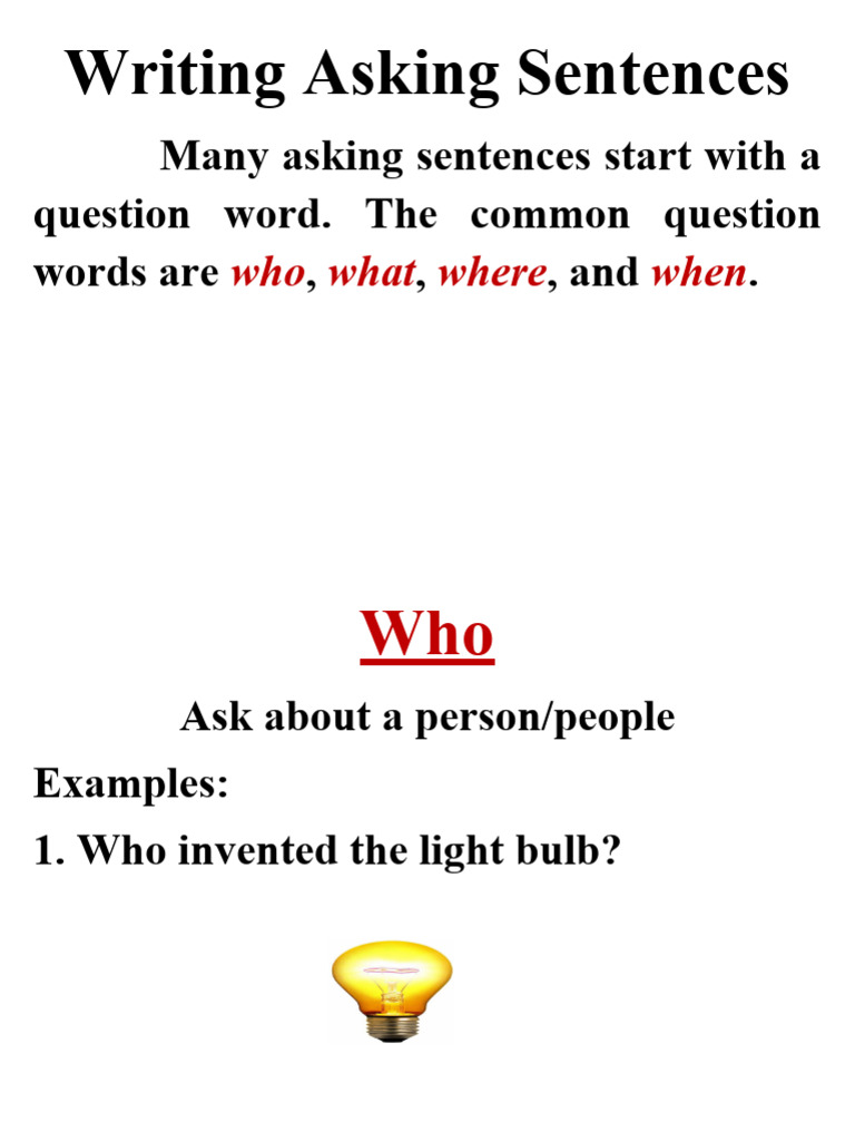 Writing Asking Sentences | PDF