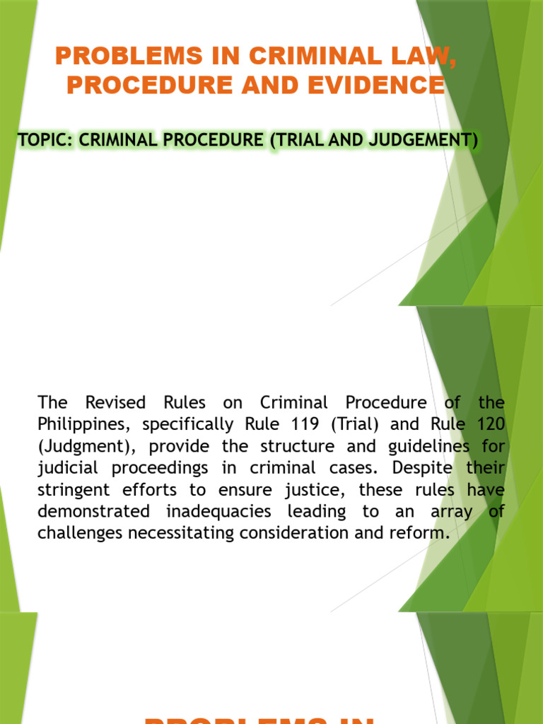 Problems in Criminal Procedure Trial and Judgement | PDF | Continuance ...