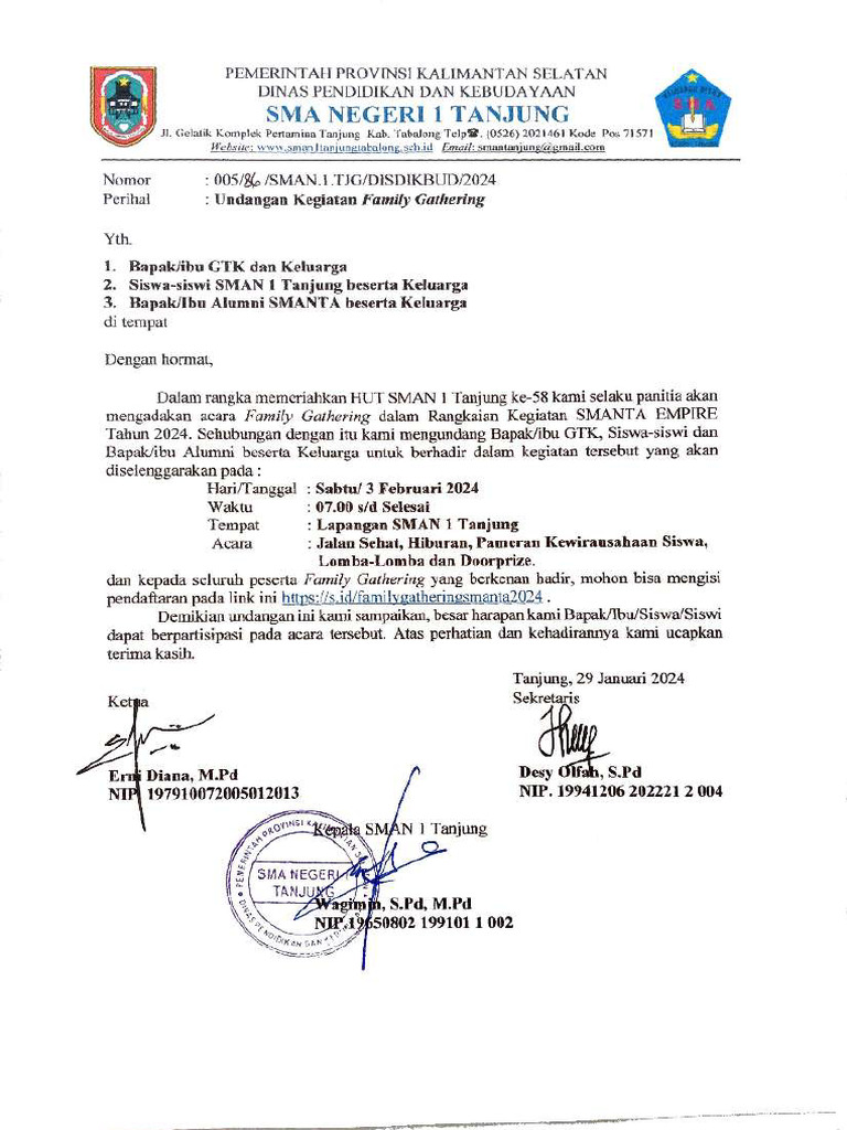 Undangan Kegiatan Family Gathering | PDF