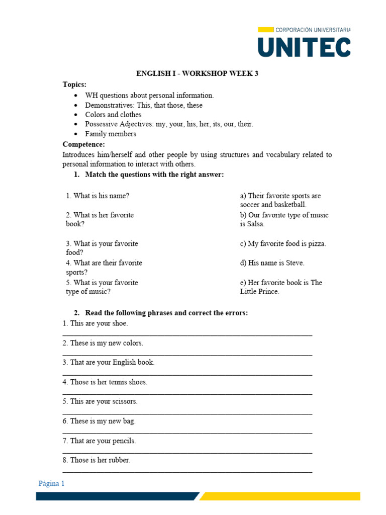 Workshop - English I | PDF | English Language | Linguistics