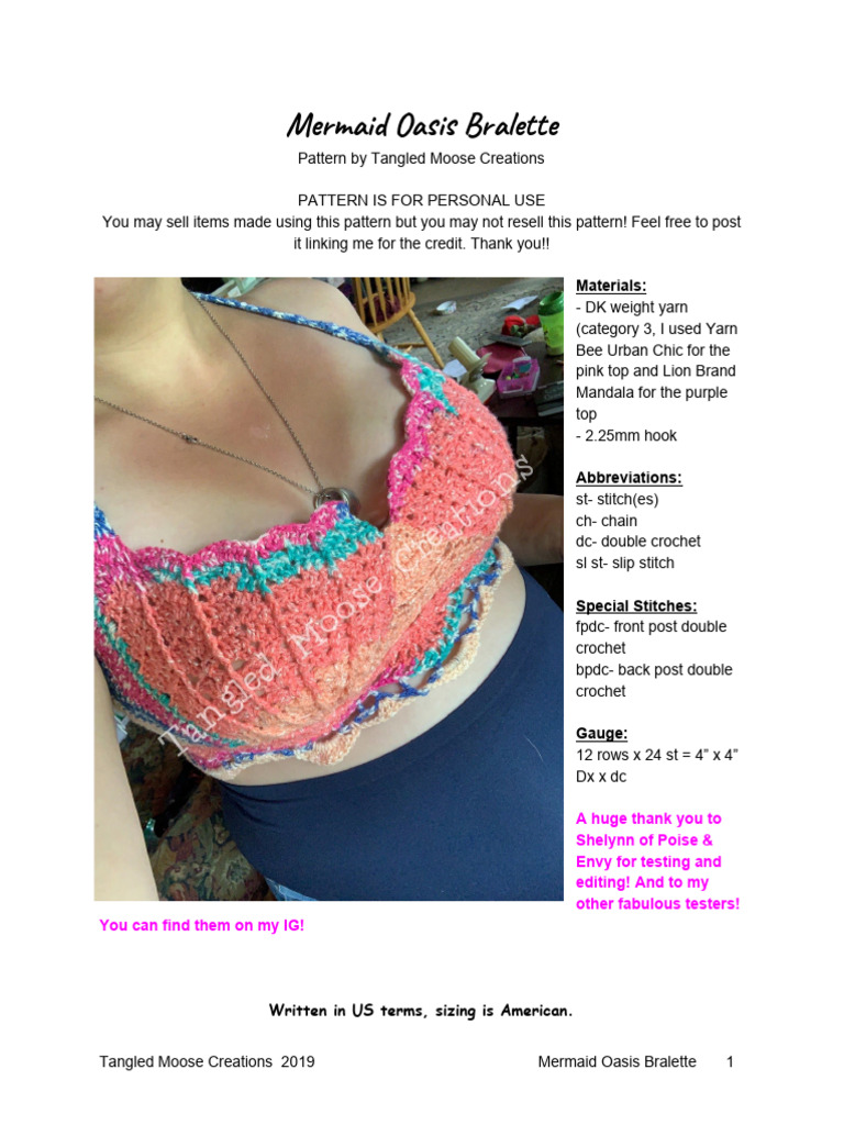 Mermaid Oasis Bralette | PDF | Crochet | Sewing