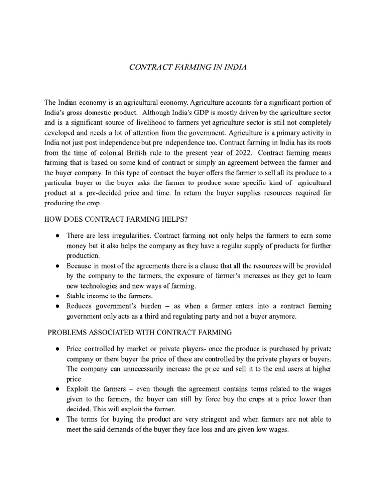 Contract Farming in India | PDF | Cooking, Food & Wine | Computers