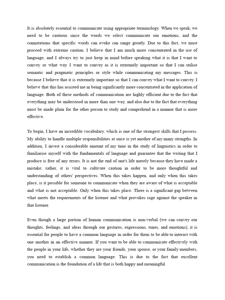 My Strengths and Weaknesses | PDF | Communication | Nonverbal Communication