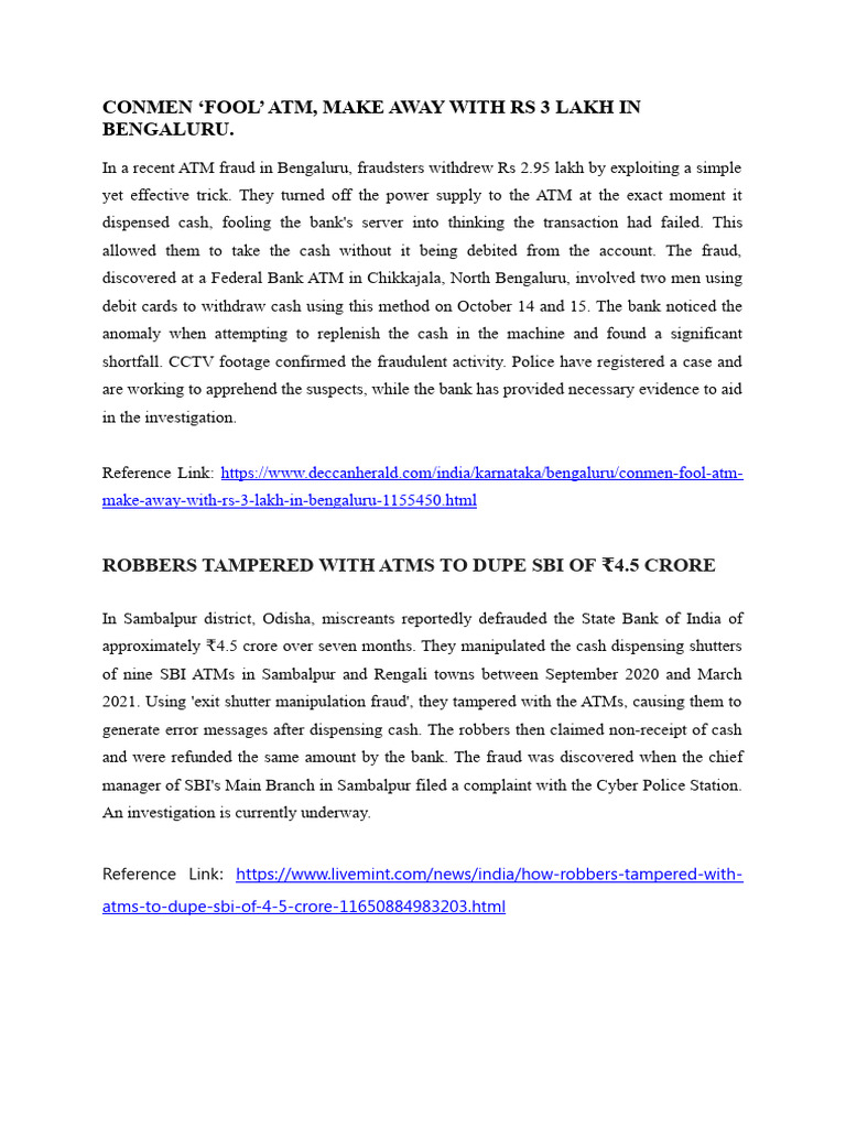 ATM manipulation | PDF | Automated Teller Machine | Cash