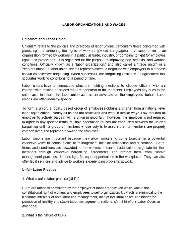 Labor Organizations and Wages | PDF | Cost Of Living | Trade Union