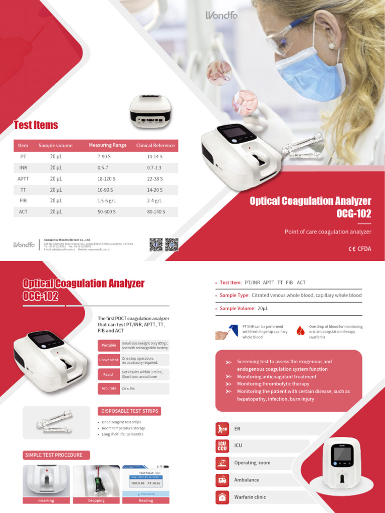 Wondfo Optical Coagulation OCG 102 1 | PDF | Clinical Medicine ...