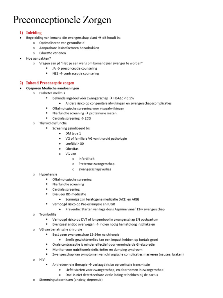 Preconceptionele Zorg | PDF