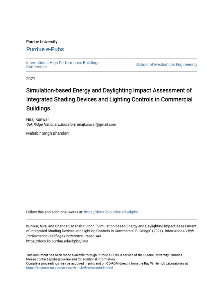 Simulation-Based Energy and Daylighting Impact Assessment of Inte | PDF | Energy Conservation ...