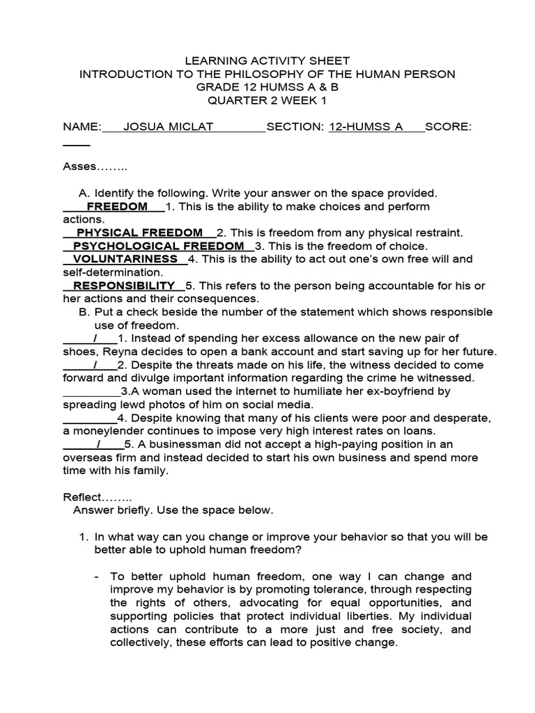 Learning Activity Sheet | PDF | Behavioural Sciences | Psychology