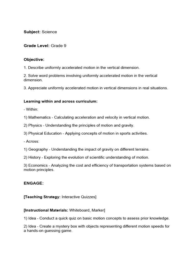 lesson_plan (1) | PDF | Acceleration | Force