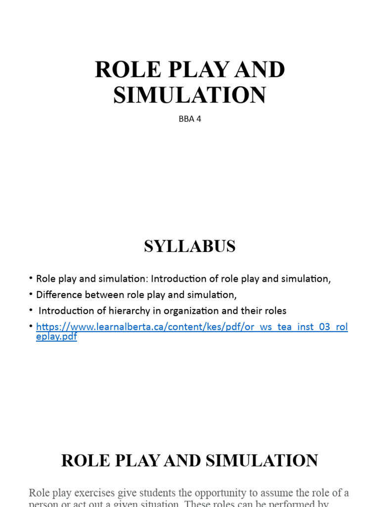 Role Play and Simulation | PDF | Simulation | Role Playing