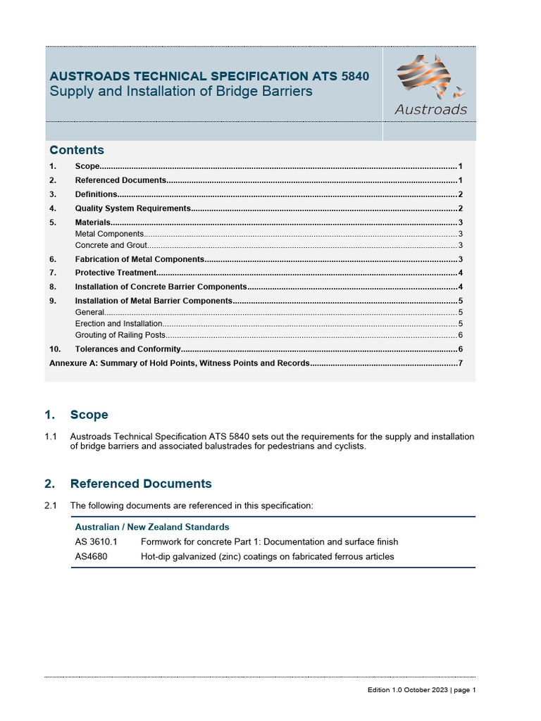 ATS-5840 Supply Installation Bridge Barriers | PDF | Concrete ...