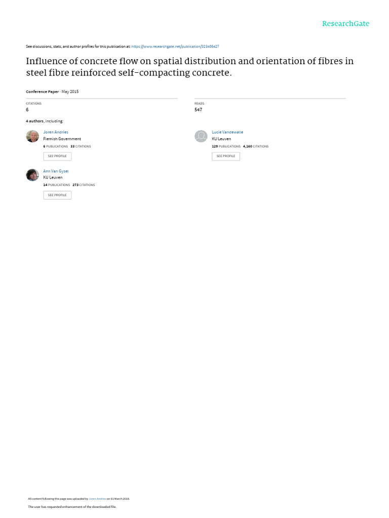 Influence of Concrete Flow On Spatial Distribution and Orientation of Fibres in Steel Fibre ...