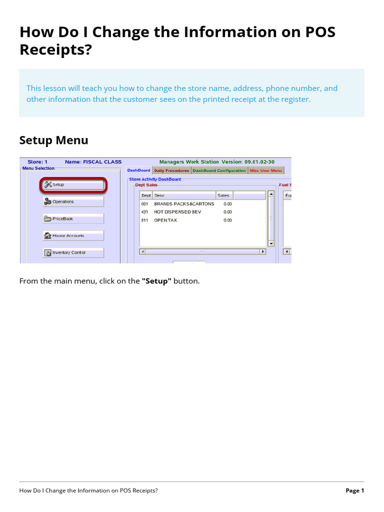 Update POS Receipt Information Guide | PDF | Finance & Money Management