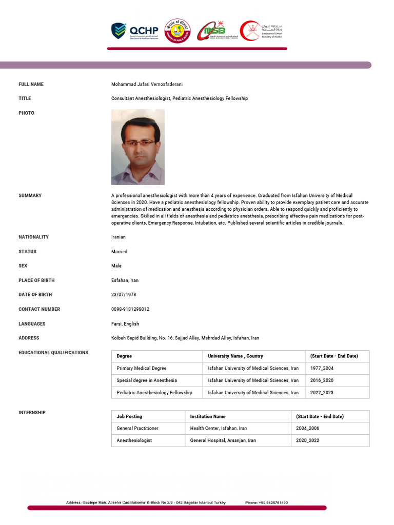 Resume - Mohammad Jafari Vernosfaderani | PDF | Health Sciences ...