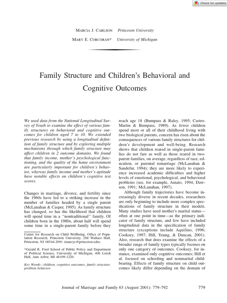 Family Structure's Impact on Child Outcomes | PDF | Single Parent ...