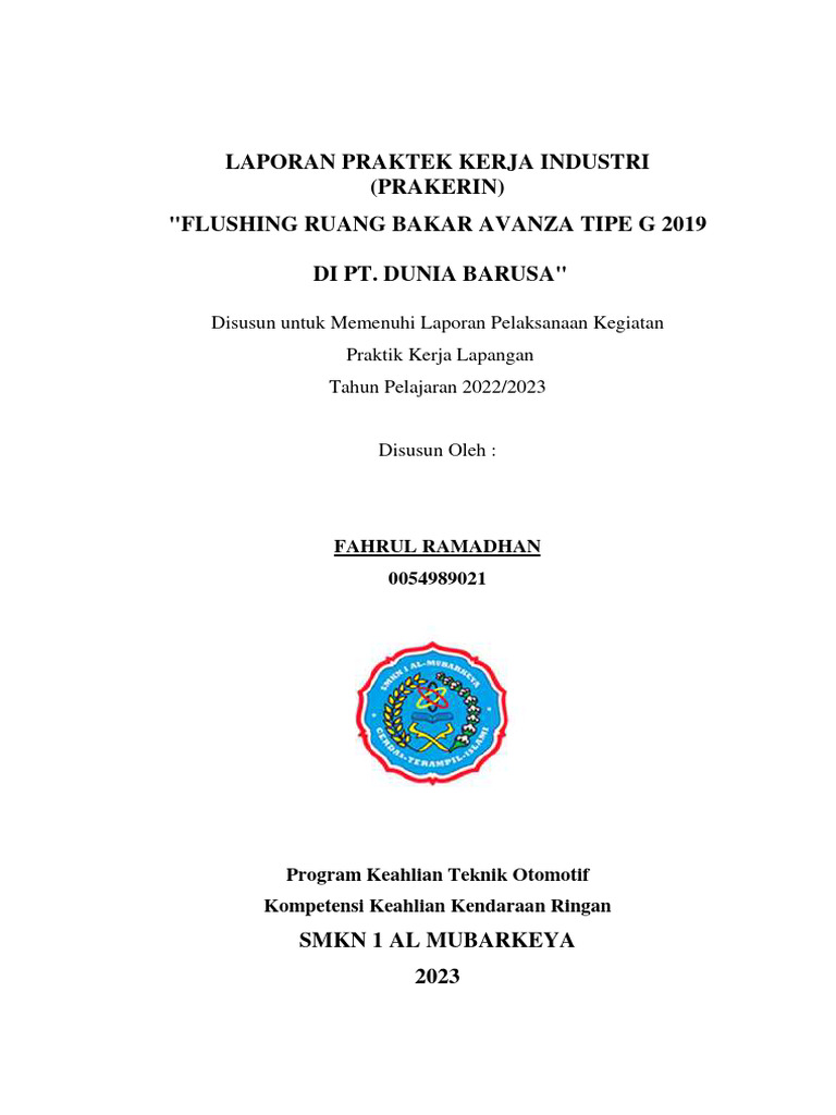 Flushing Ruang Bakar Avanza 2019 | PDF