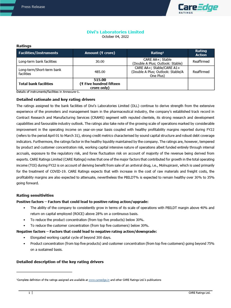 Divis Laboratories Limited | Download Free PDF | Food And Drug ...
