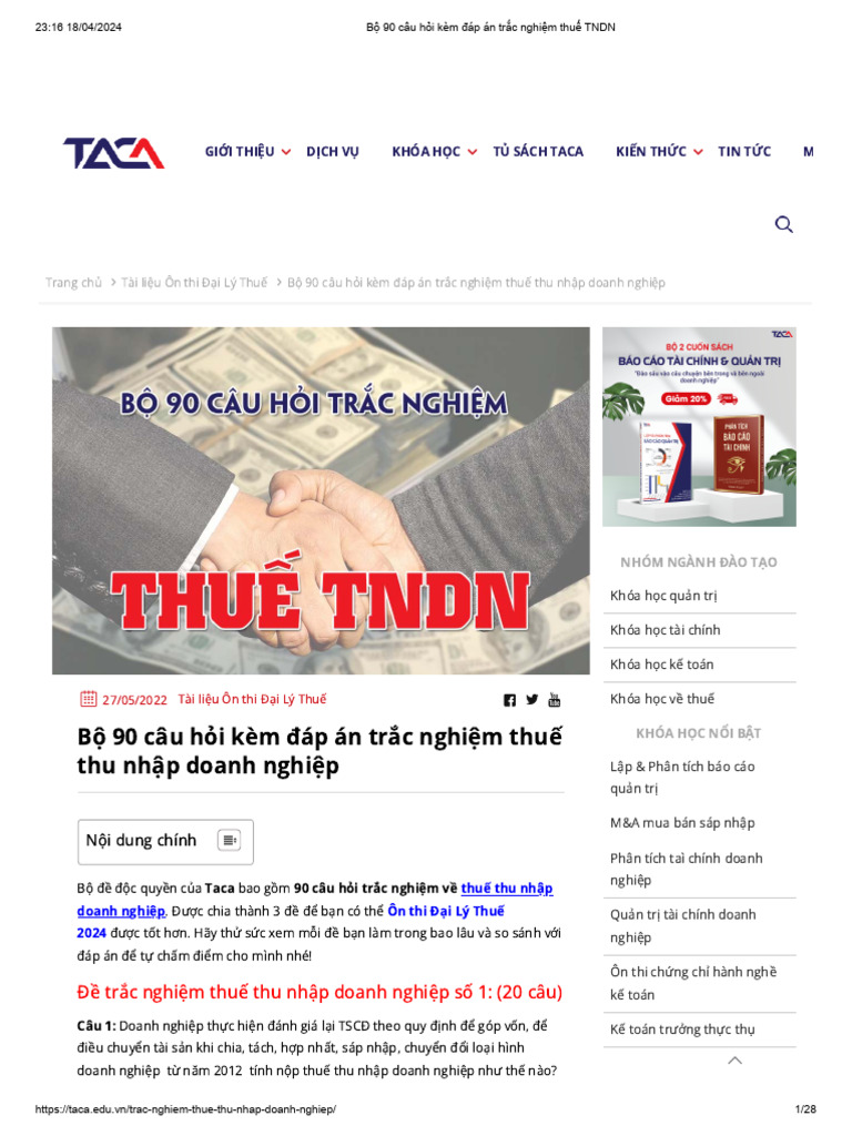 Trắc Nghiệm Thuế Tncn | PDF