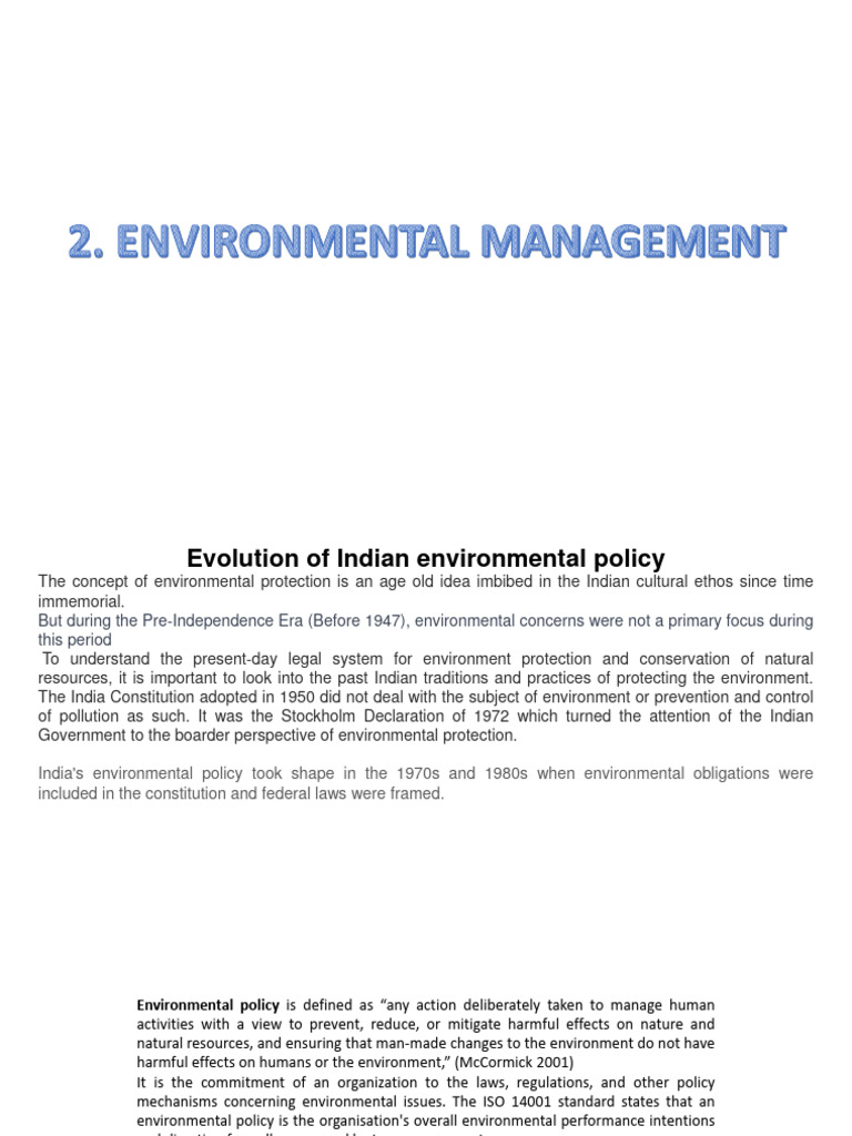 Evolution of India's Environmental Policy | PDF | Sustainability ...
