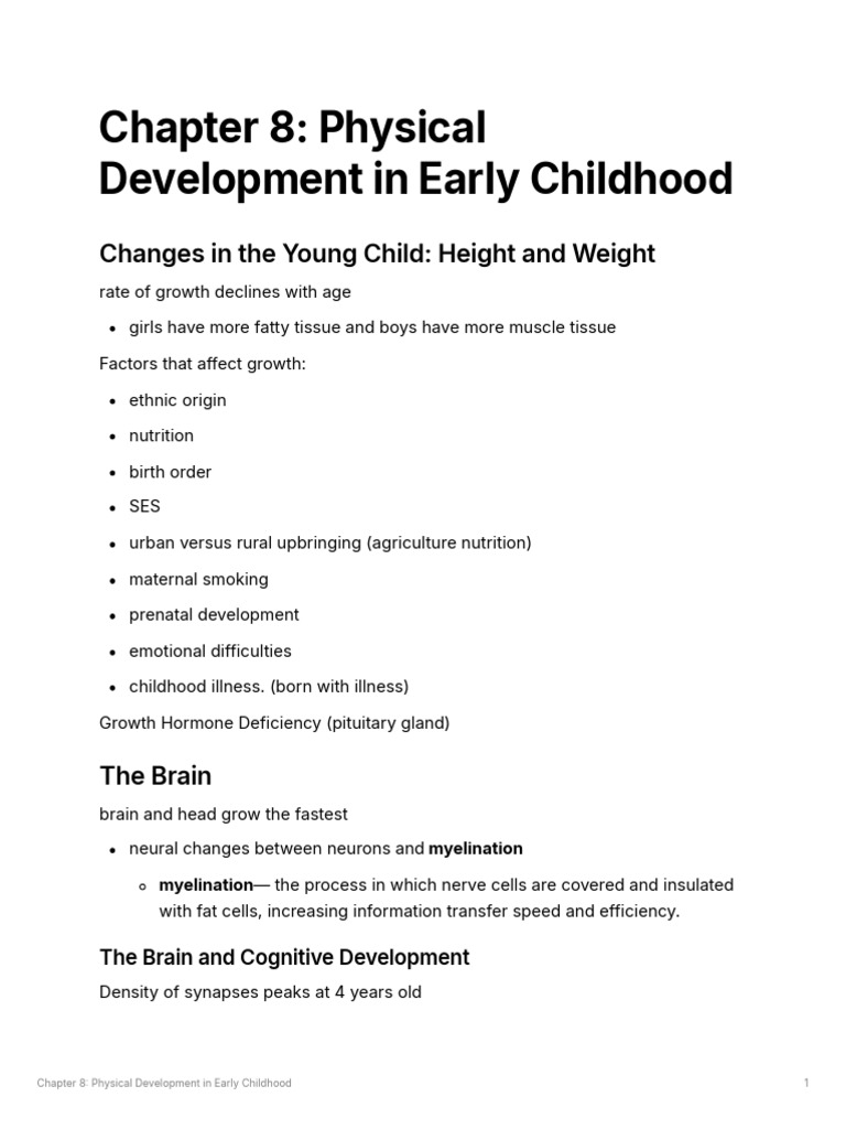 Chapter 8 Physical Development in Early Childhood | PDF | Brain | Sleep
