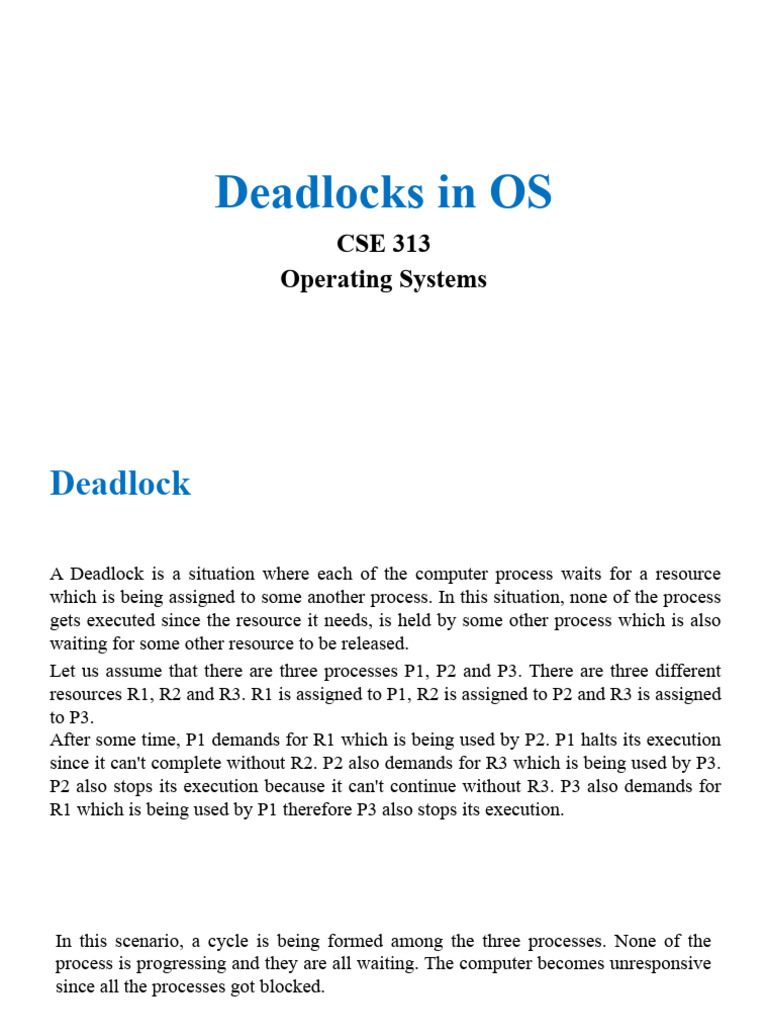 Lecture 8 Deadlock In Details Download Free Pdf Operating System Computer Science