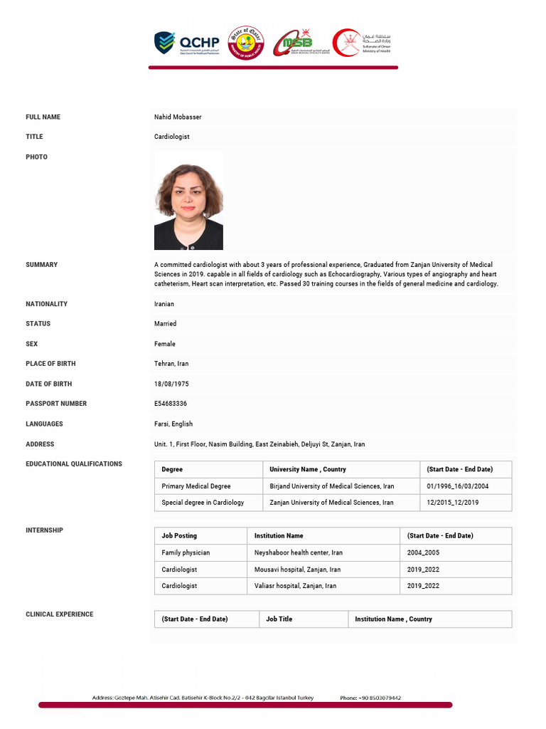 Resume - Nahid Mobasser | Download Free PDF | Cardiology | Patient