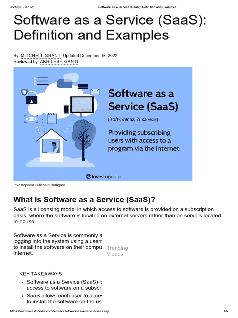 Software As A Service (SaaS) - Definition and Examples | PDF | Software ...