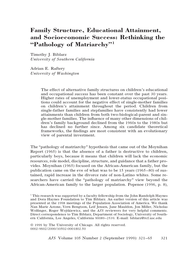 Family Structure, Educational Attainment, and Socioeconomic Success ...