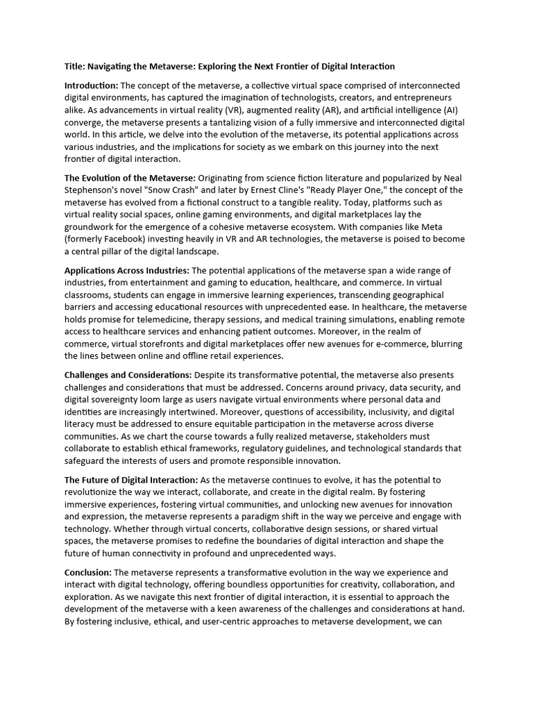 Exploring The Next Frontier of Digital Interaction | PDF | Virtual ... Exploring The Next Frontier of Digital Interaction | PDF | Virtual ...