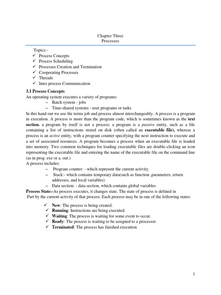 Chapter Three OS | PDF | Thread (Computing) | Process (Computing)
