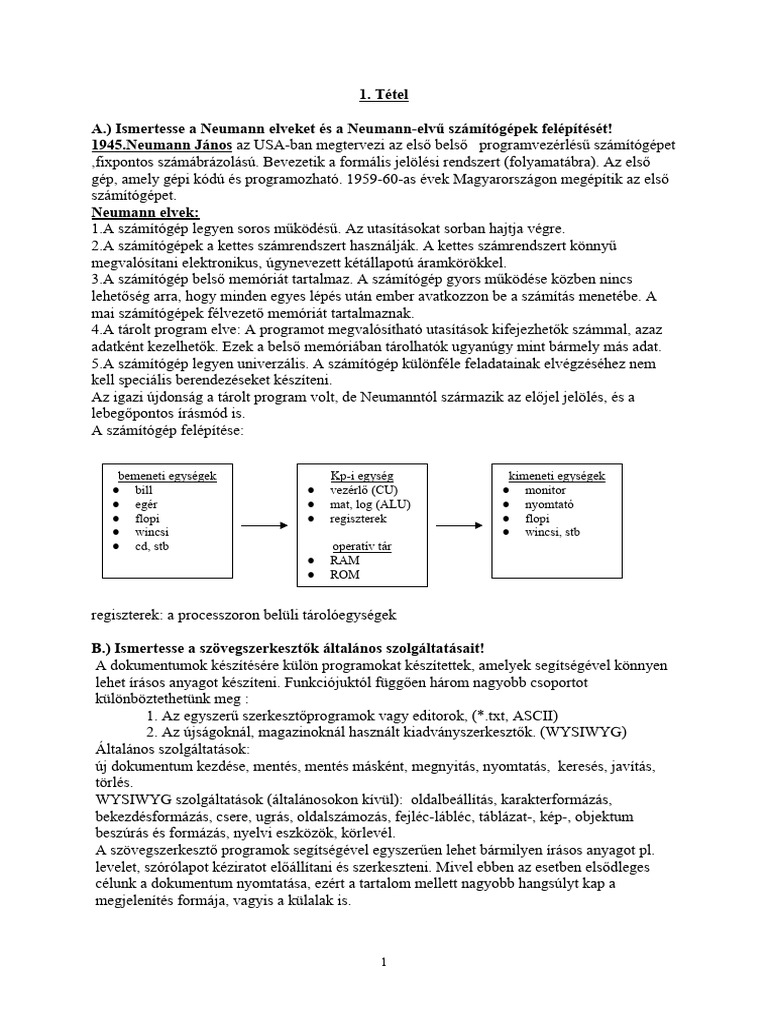 Alapfoku Vizsga Enyem-Kidolgozott Elm Tételek Formázott | PDF