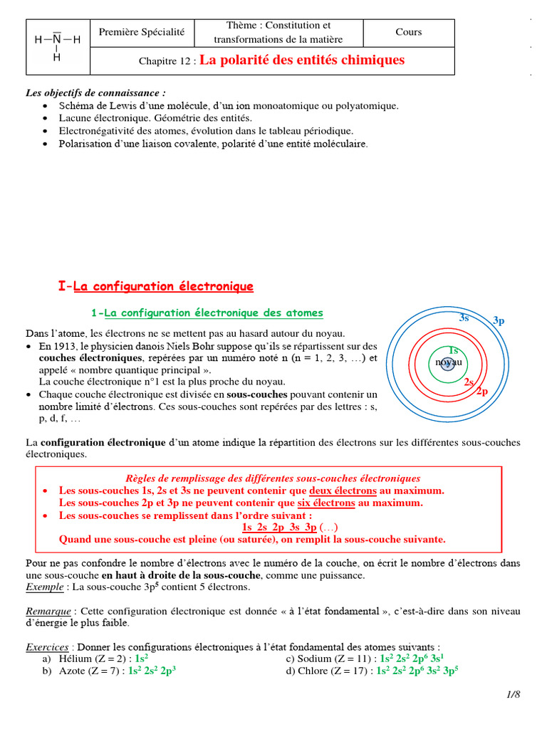 Configuration électronique et polarité | PDF | Polarité (chimie ...