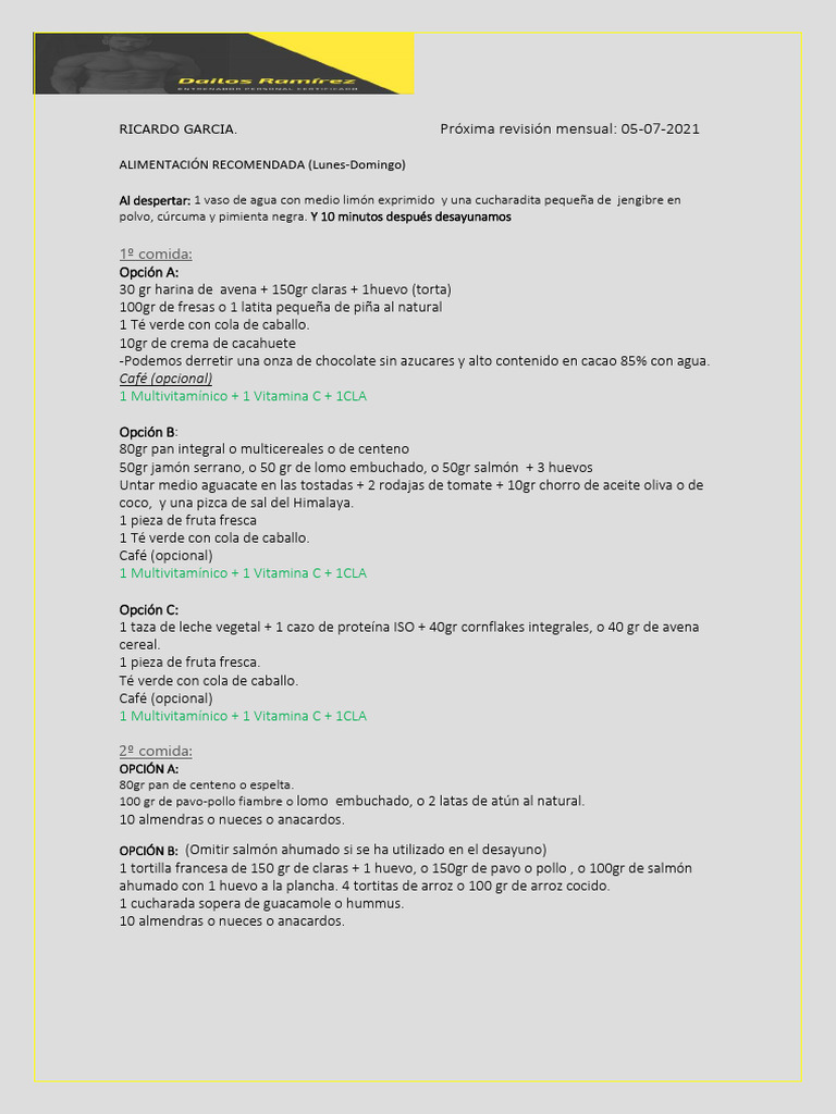Ricardo Garcia 1 Mes Junio | PDF | ensalada | Alimentos