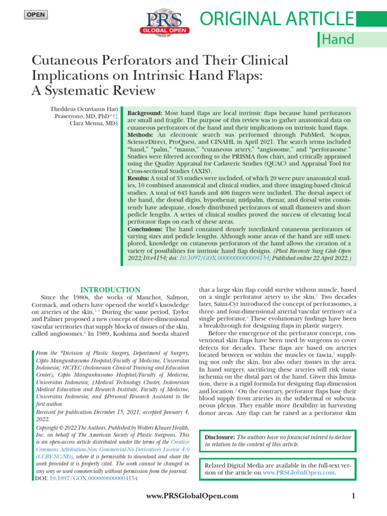 Cutaneous_Perforators_and_Their_Clinical_Implicati | PDF | Hand | Thumb