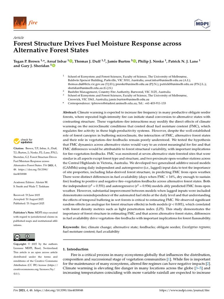 Forest Structure Drives Fuel Moisture Response Across Alternative ...