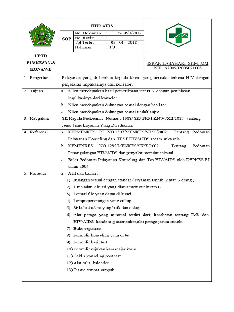 Sop Hiv | PDF | Pengembangan Diri | Sains & Matematika