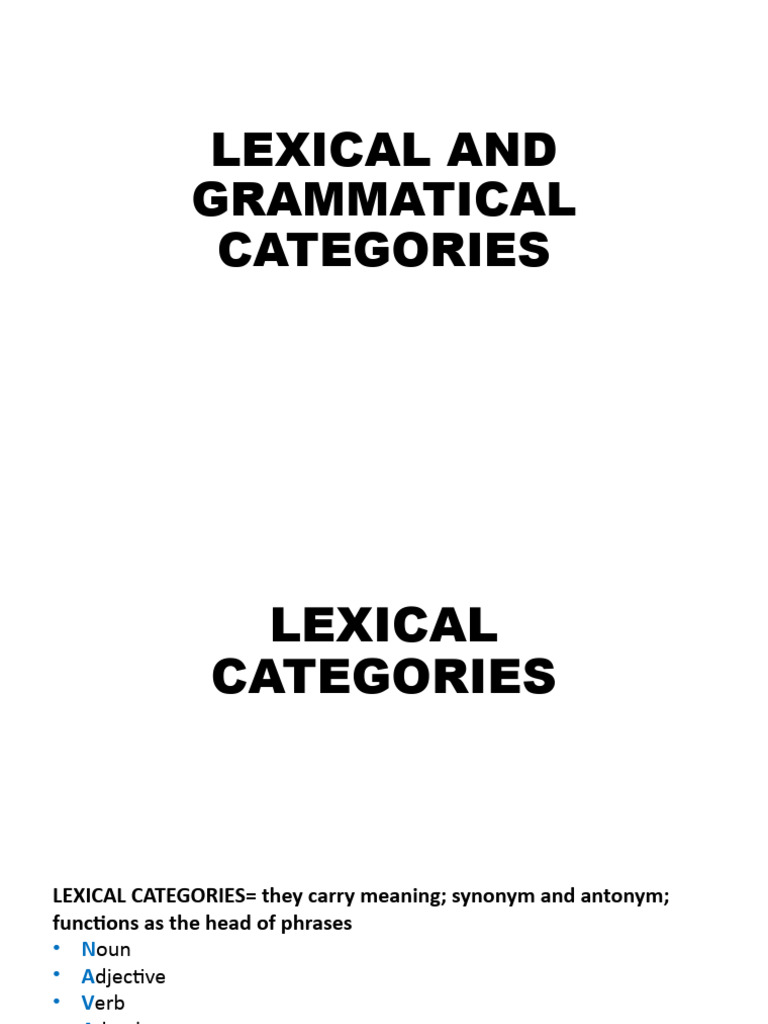 Lexical and Grammatical Categories | PDF | Adverb | Phrase